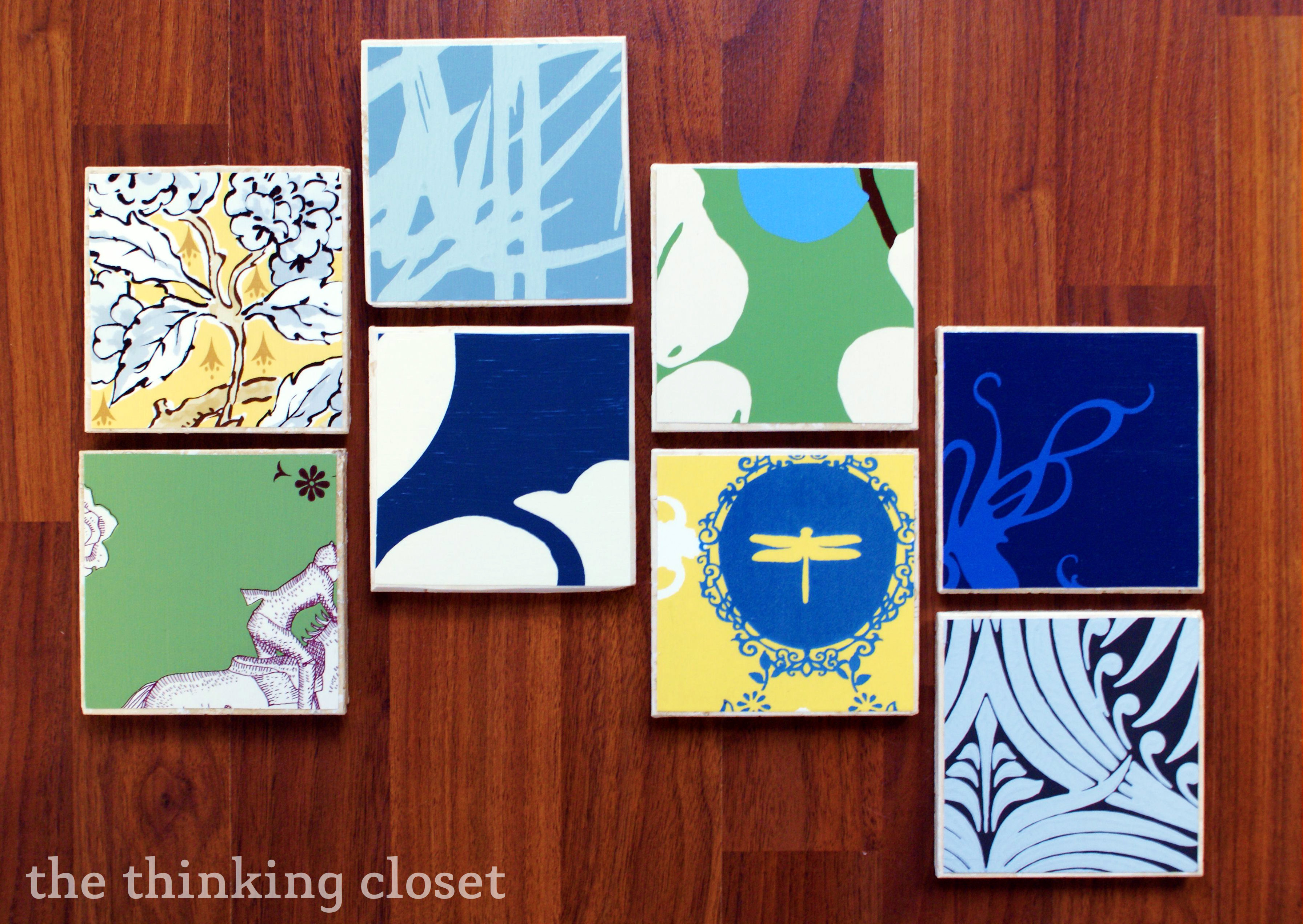 Drink Rings, Begone! - DIY Wallpaper Coasters - the thinking closet