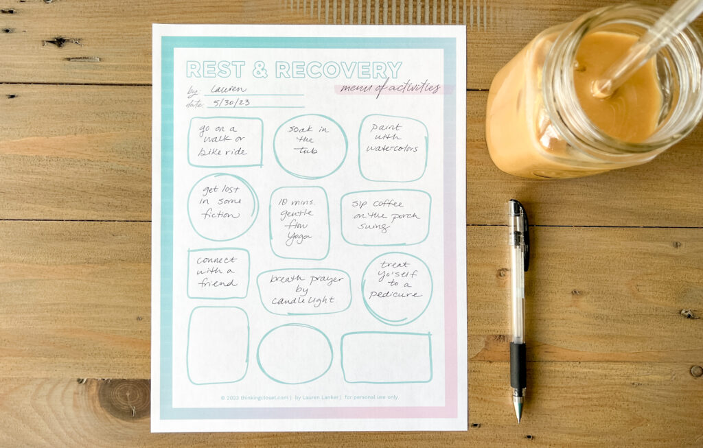 For the One Struggling to Take a Rest & Recovery Day: FREE Printables